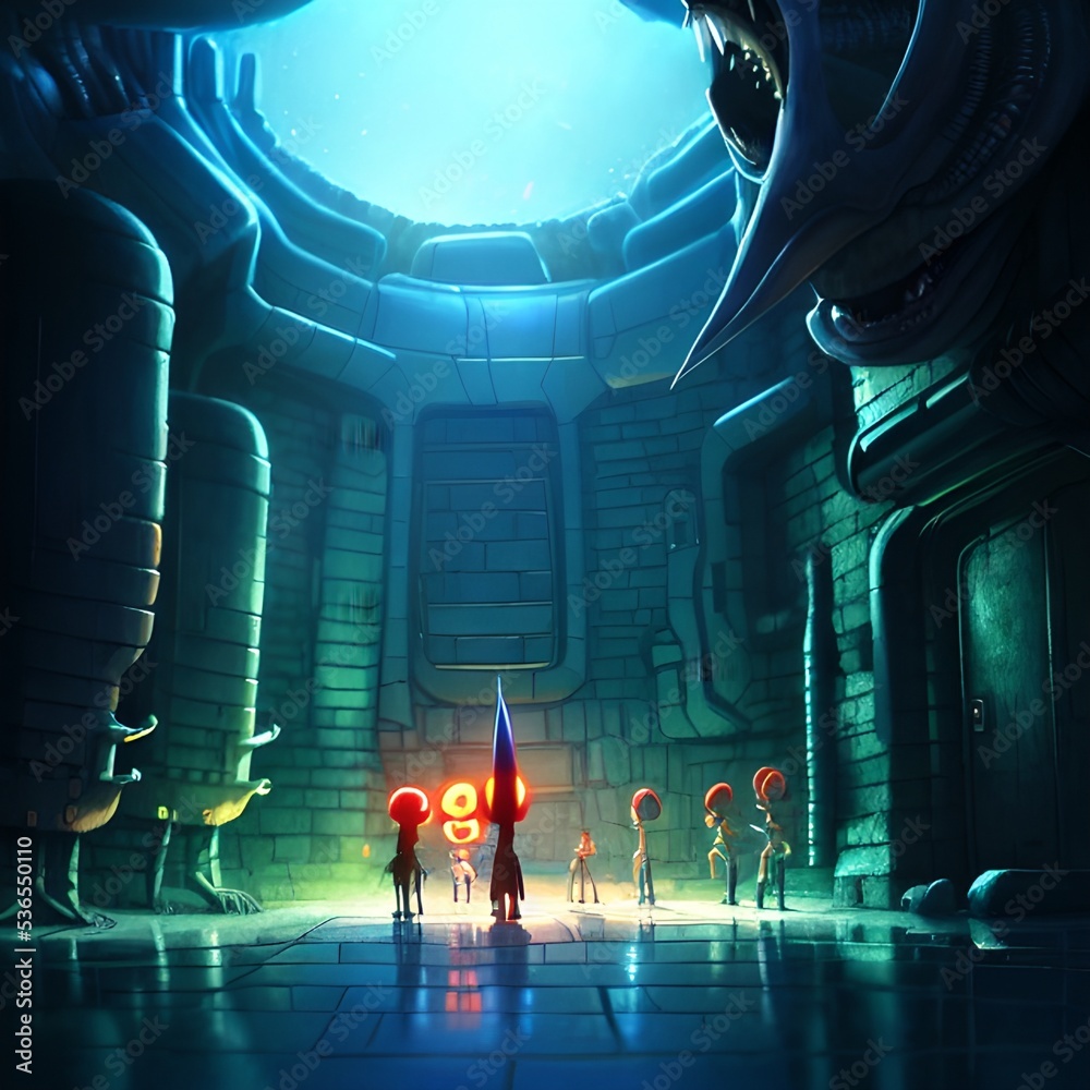 cartoon illustration of children in a colorful dungeon Stock ...