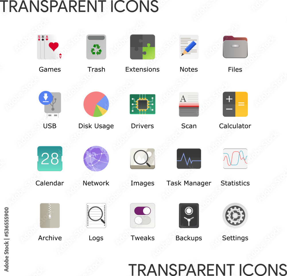 Transparent Linux inspired icons for web and mobile applications ...