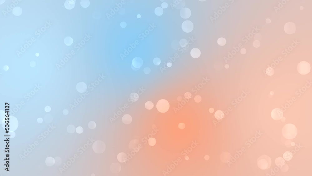 Light salmon and light sky blue bokeh gradient background loop motion. Moving bubbles colorful ...