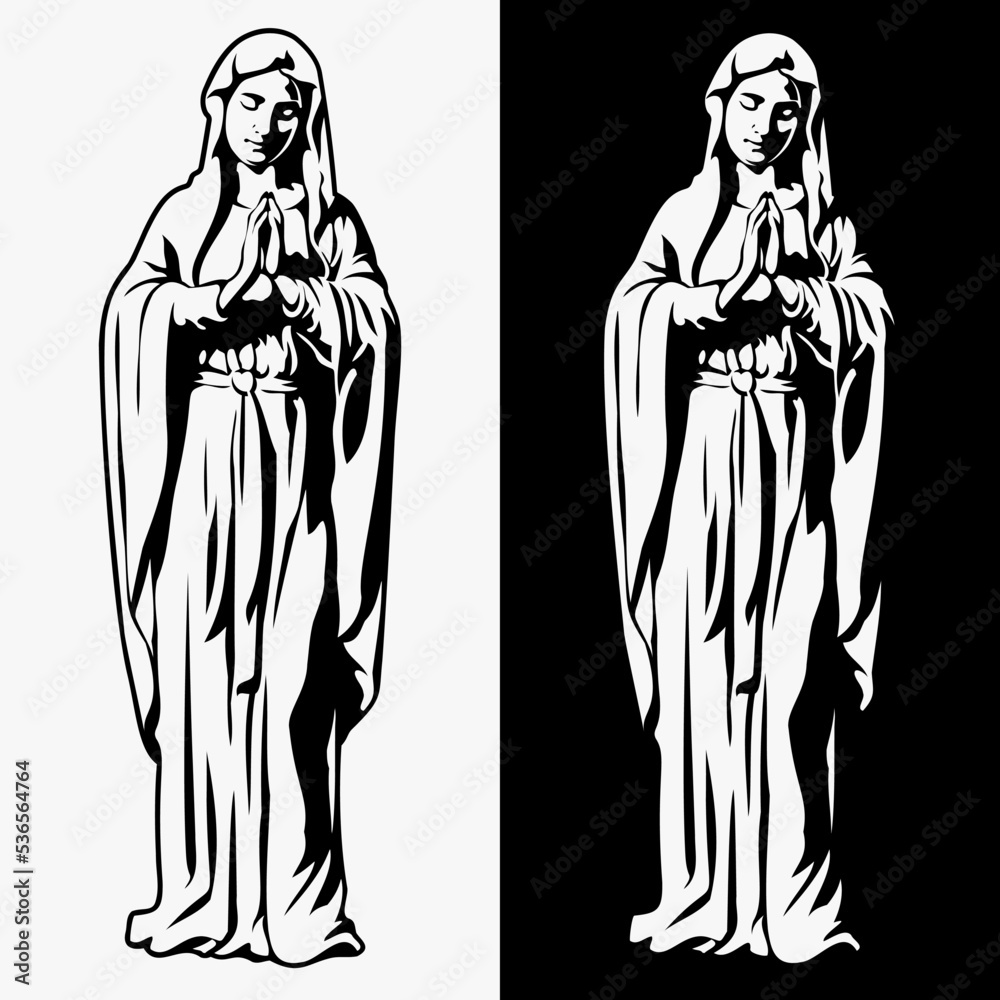 Photo & Art Print Praying Virgin Mary, vector illustration on white and ...
