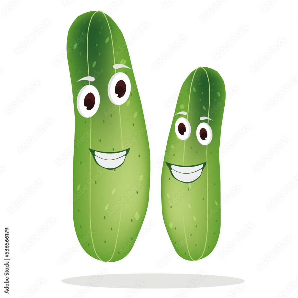 cute cartoon cucumber mascot illustration vector Stock Vector | Adobe Stock