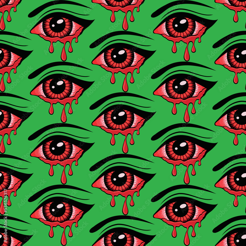 Beautiful bleeding eye seamless pattern. Stock Vector | Adobe Stock