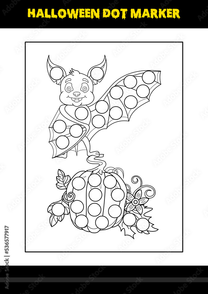 Halloween dot marker coloring page for kids. Line art coloring page ...