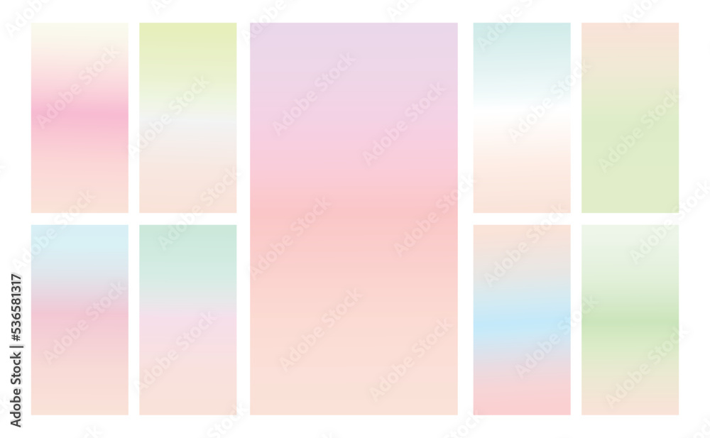 Set of multicolor Pastel gradient background. Soft pastel gradient ...