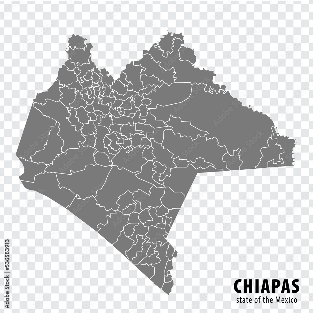 State Chiapas of Mexico map on transparent background. Blank map of ...