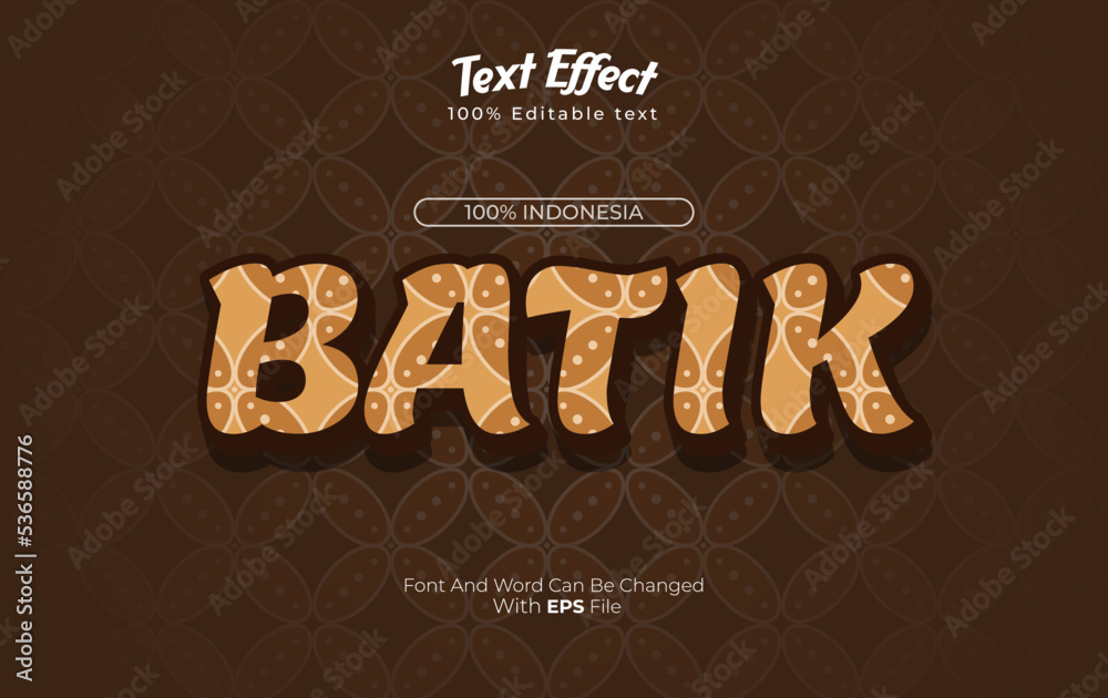 batik editable text effect with batik patern background Stock Vector ...