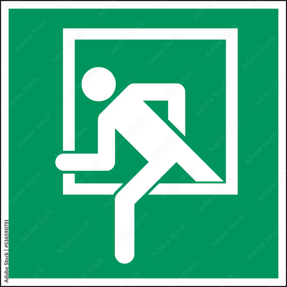 ISO 7010 Standard Safe condition first aid signs Emergency window Stock ...