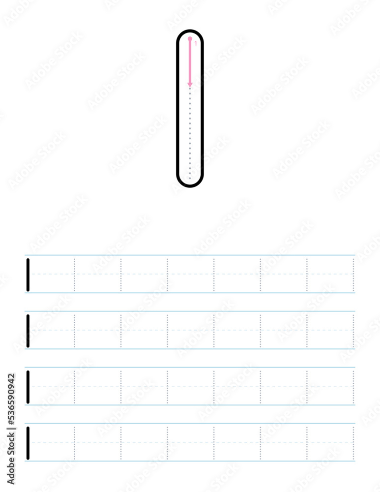 Trace lowercase letter l worksheet for kids Stock Vector | Adobe Stock Trace lowercase letter l worksheet for kids Stock Vector | Adobe Stock