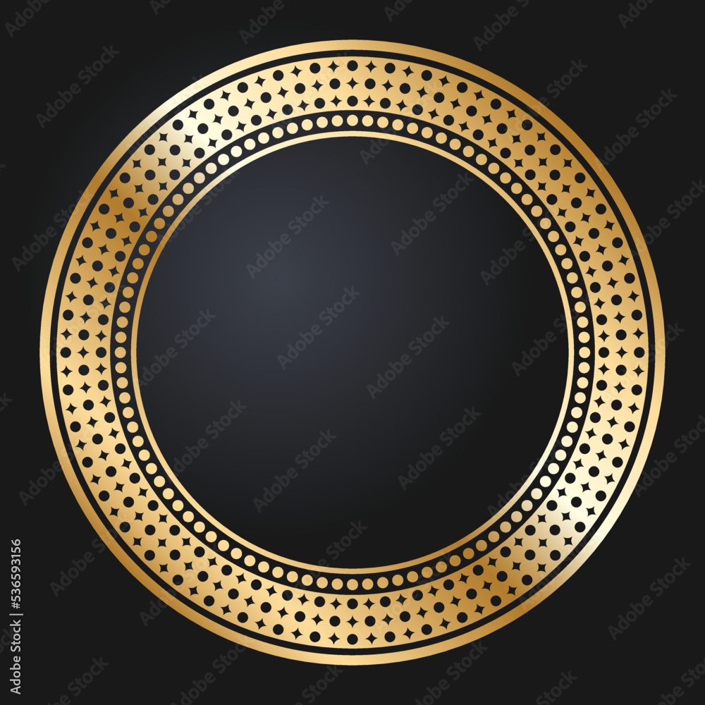 Beautiful round golden frame. Festive design. Gold border. Round frames vector. Stock Vector ...