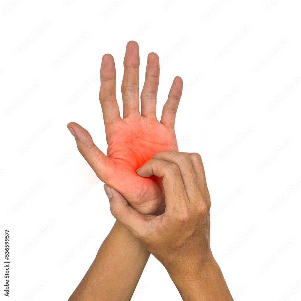 Foto de Asian man scratching his hand. Concept of itchy skin diseases ...