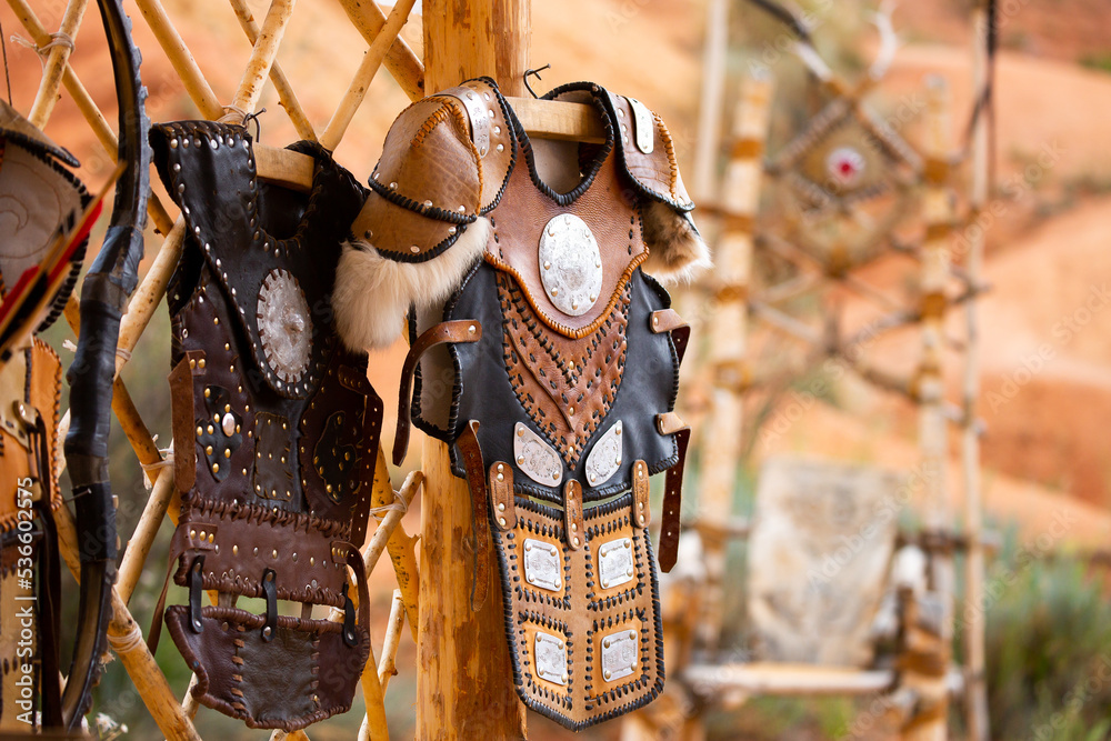 Armor of the Ancient Nomad Warrior. Traditional national elements of ...