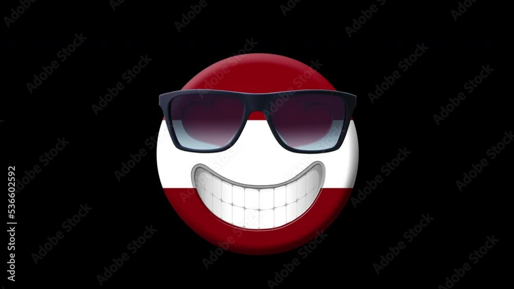 Austria.Animation of smiling face with austrian flag, sunglasses and ...
