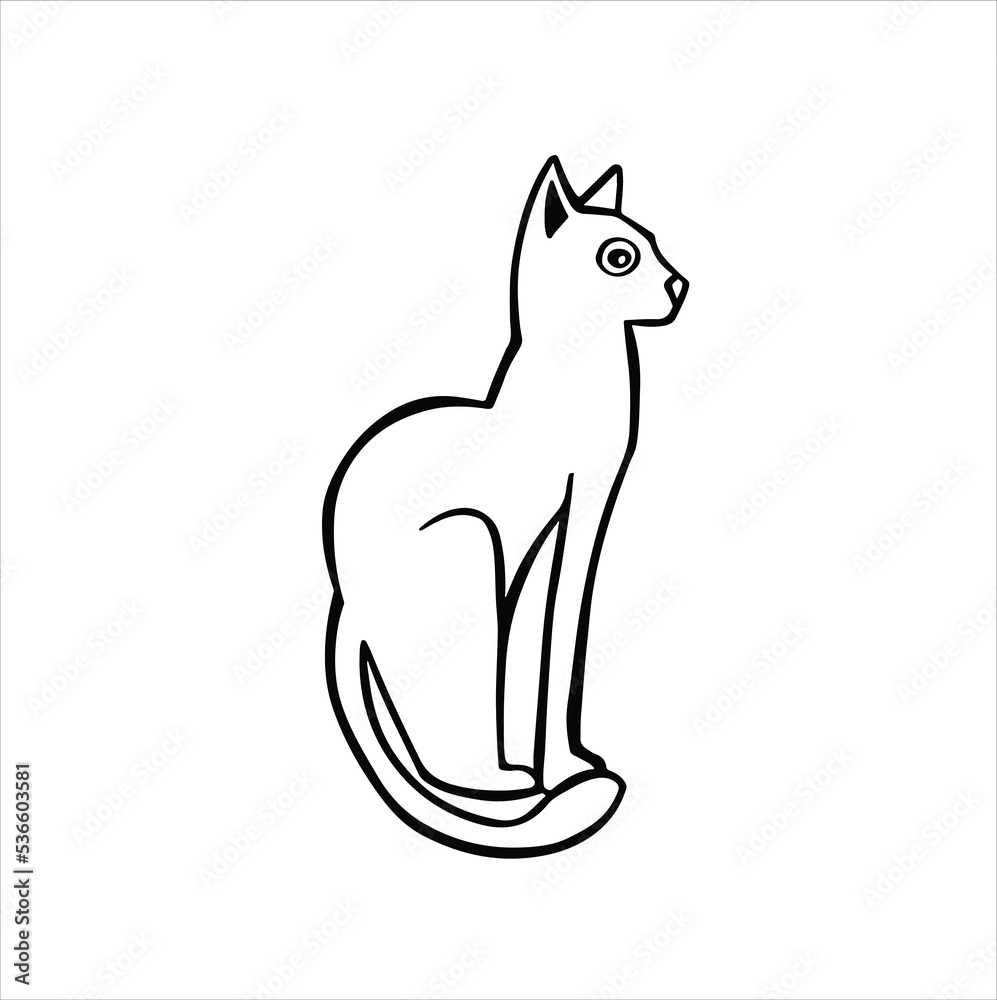 cartoon line sketch graceful cat vector Stock Vector | Adobe Stock