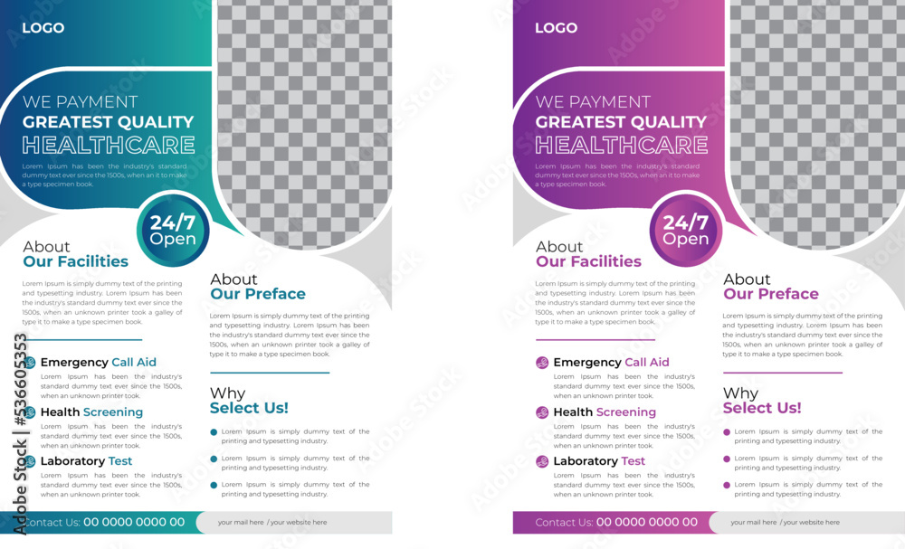 Modern health care design template for Medical Flyer composition layout ...