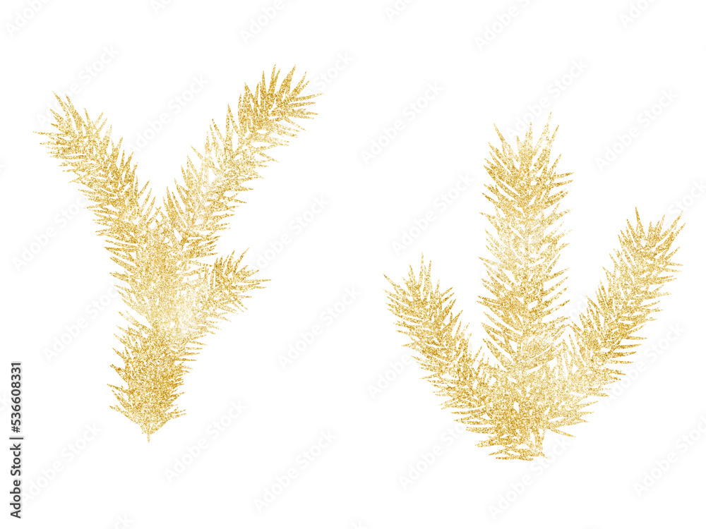 Golden fir, twig. Gold texture. Isolated png illustration, transparent ...