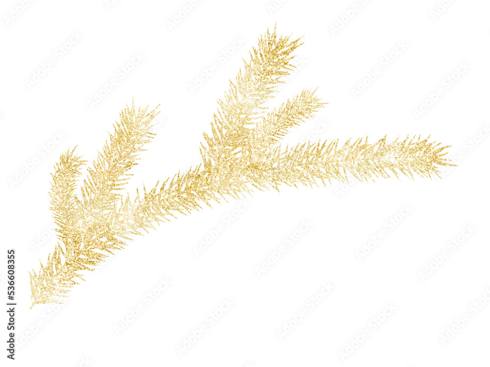 Golden fir, twig. Gold texture. Isolated png illustration, transparent ...