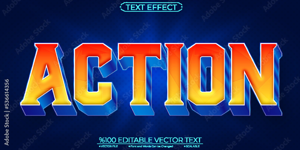 Cartoon Blue and Yellow Action Editable and Scalable Vector Text Effect ...
