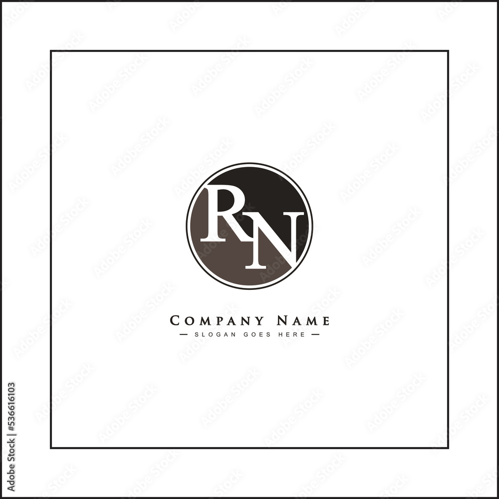 Initial Letter RN Logo - Minimal Monogram Logo for Alphabet R and N ...