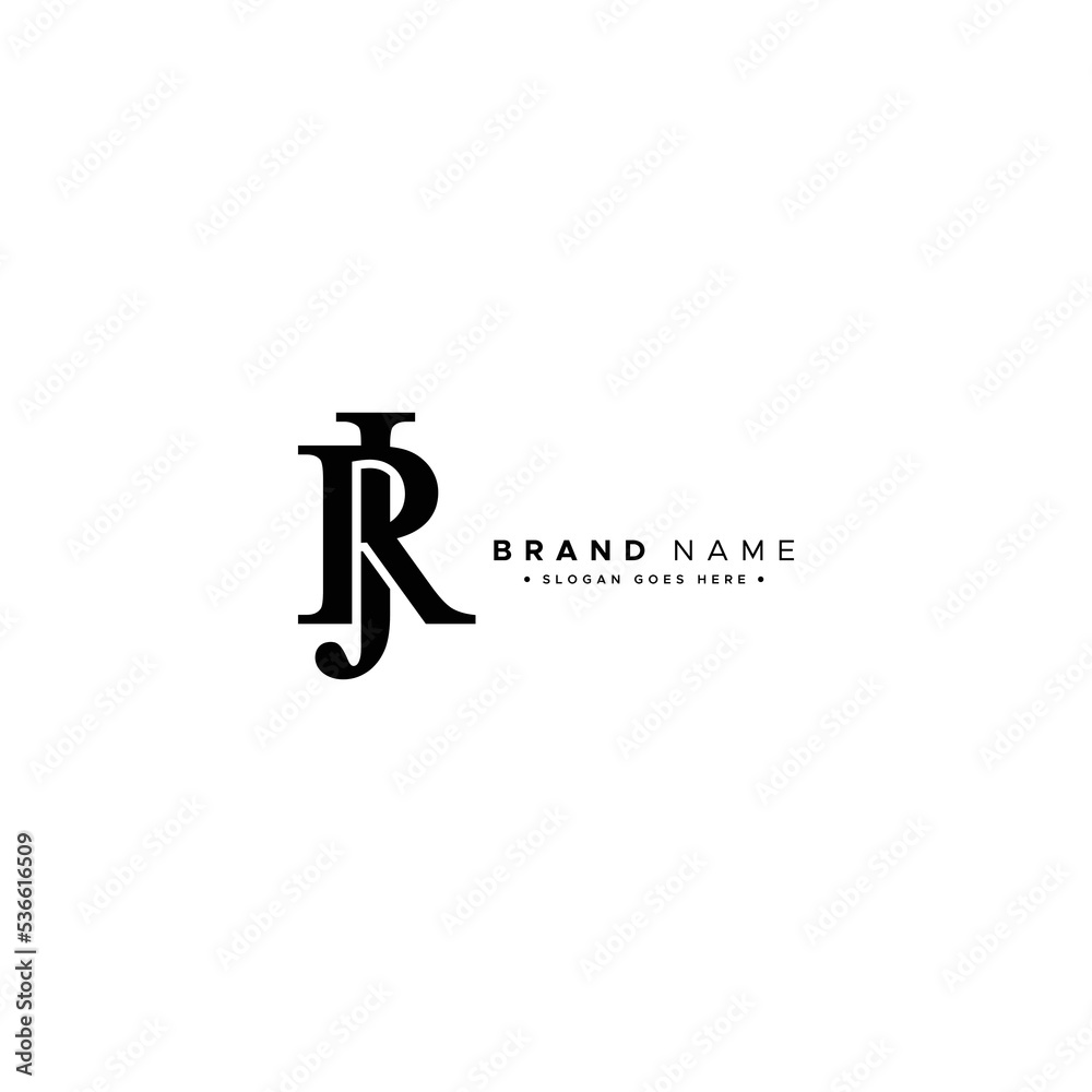 Initial Letter JR or RJ Logo - Minimal Monogram Logo for Alphabet J and ...