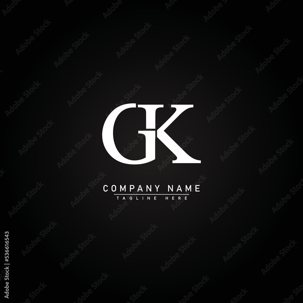 Initial Letter GK Logo - Simple Monogram Logo for Alphabet G and K ...