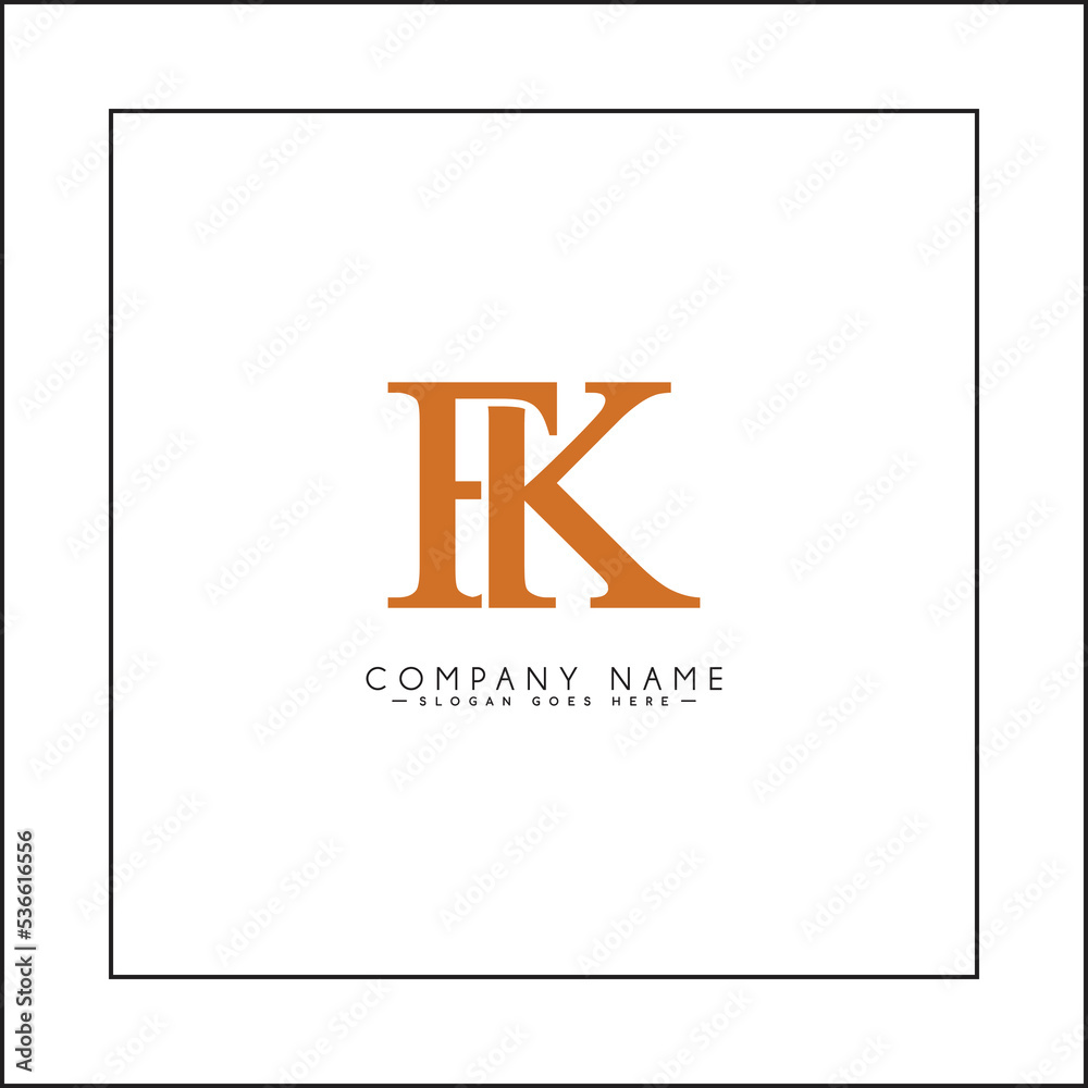 Initial Letter FK Logo - Simple Monogram Logo for Alphabet F and K ...