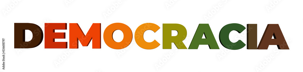 Word DEMOCRACY with colorful 3D letters meaning diversity. Header ...