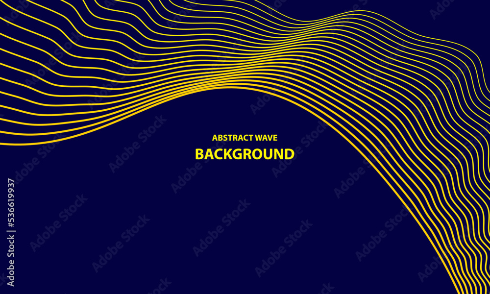 Abstract Wave background. Blue background in yellow wave effect. Vector ...
