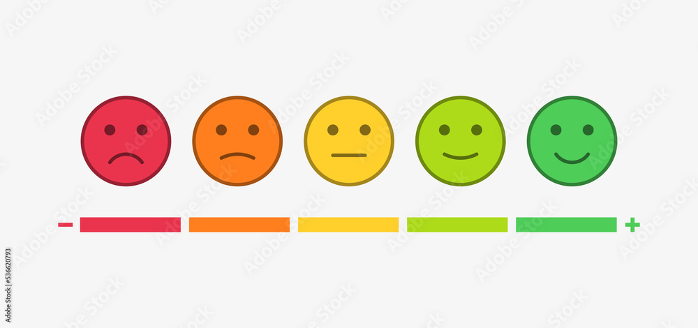 Feedback emoji slider or emoticon level scale for rating emojis happy ...