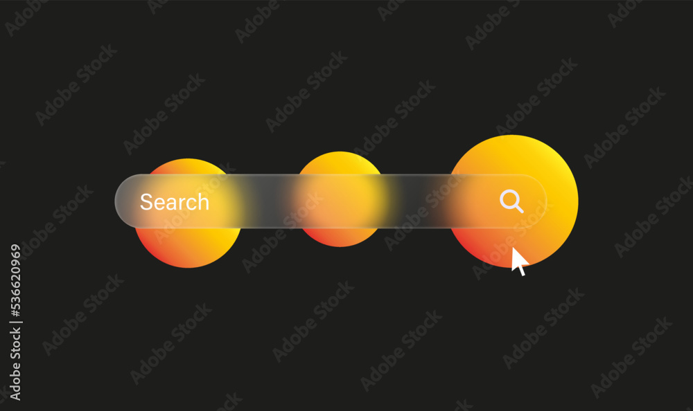 Search bar frame with magnifier icon in glassmorphism background with ...
