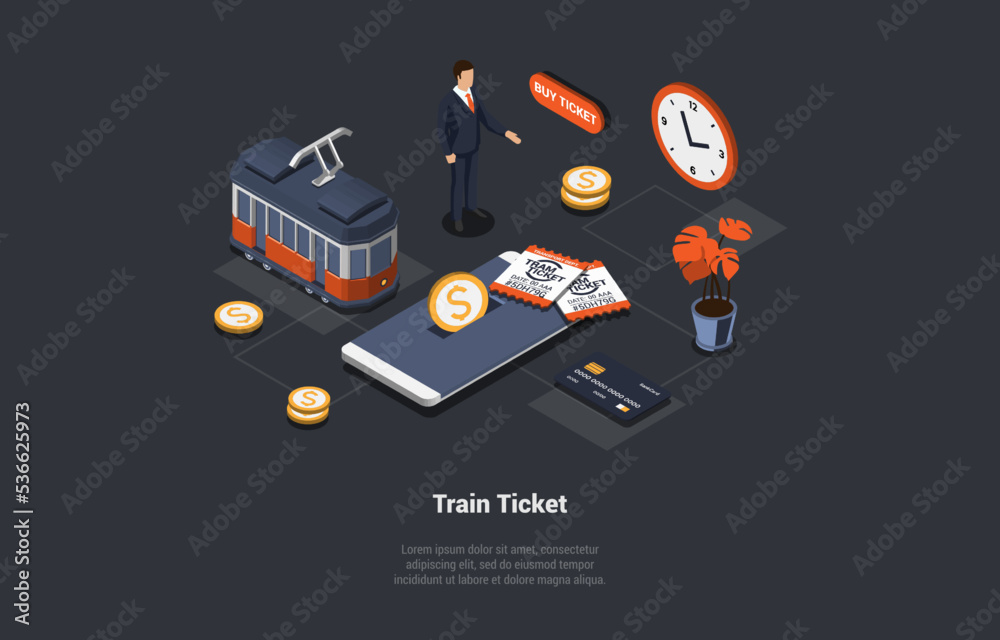 Tram Tickets App On Smartphone, Tramlines or Networks Operated. Man Buy ...