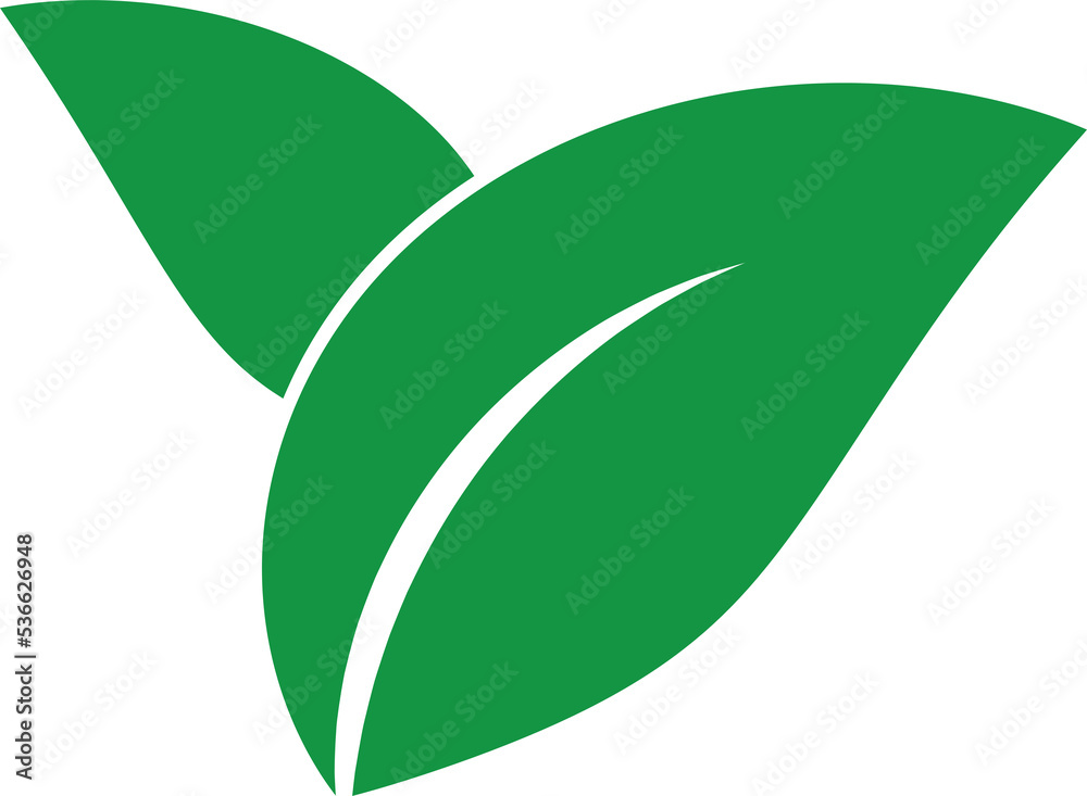 Green leaf shapes. Eco design element. Isolated png illustration ...