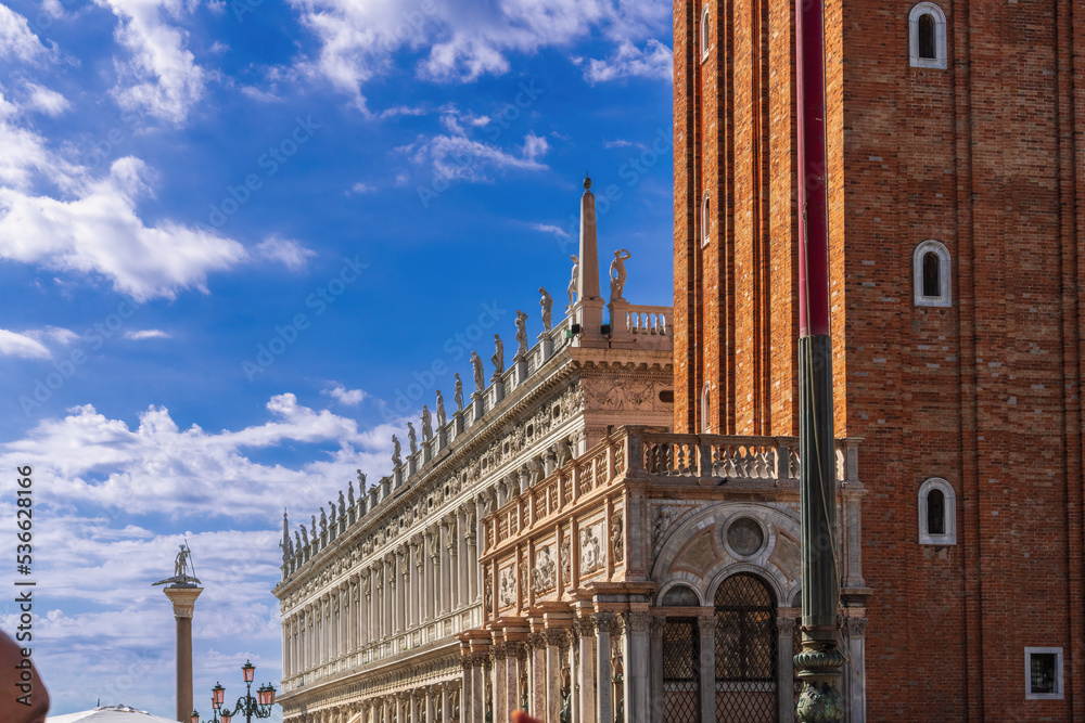 View of the renaissance façade of the Marciana Library from Piazza San ...