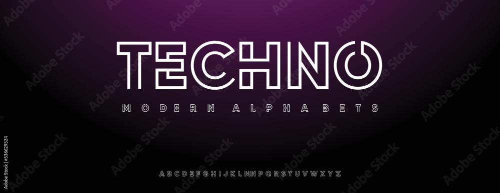 TECHNO Sports minimal tech font letter set. Luxury vector typeface for ...