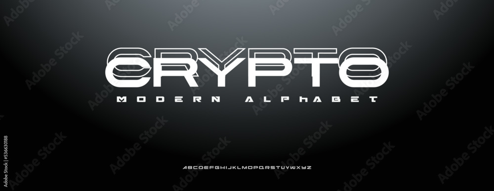 CRYPTO Sports minimal tech font letter set. Luxury vector typeface for ...