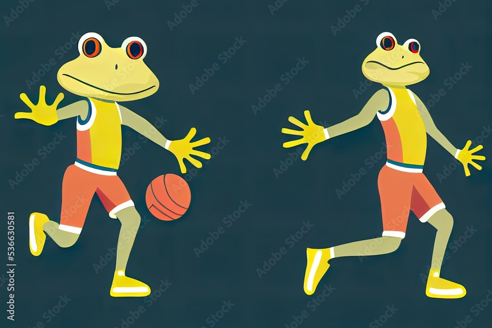 A basketball player, isolated 2d illustration. Calm anthropomorphic ...