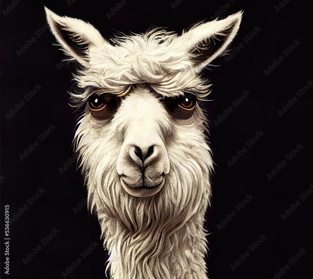 funny llama avatar portrait. anthropomorphic, anthropomorphism Stock ...