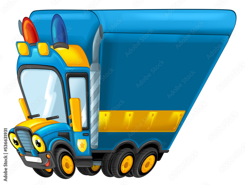 Cartoon funny cartoon police truck isolated illustration for children ...