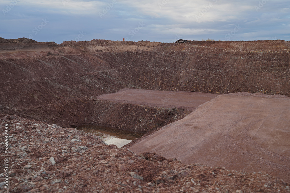 Excavation pit for the construction of the abutments for a bridge for ...