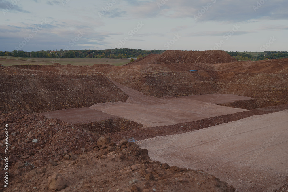 Excavation pit for the construction of the abutments for a bridge for ...