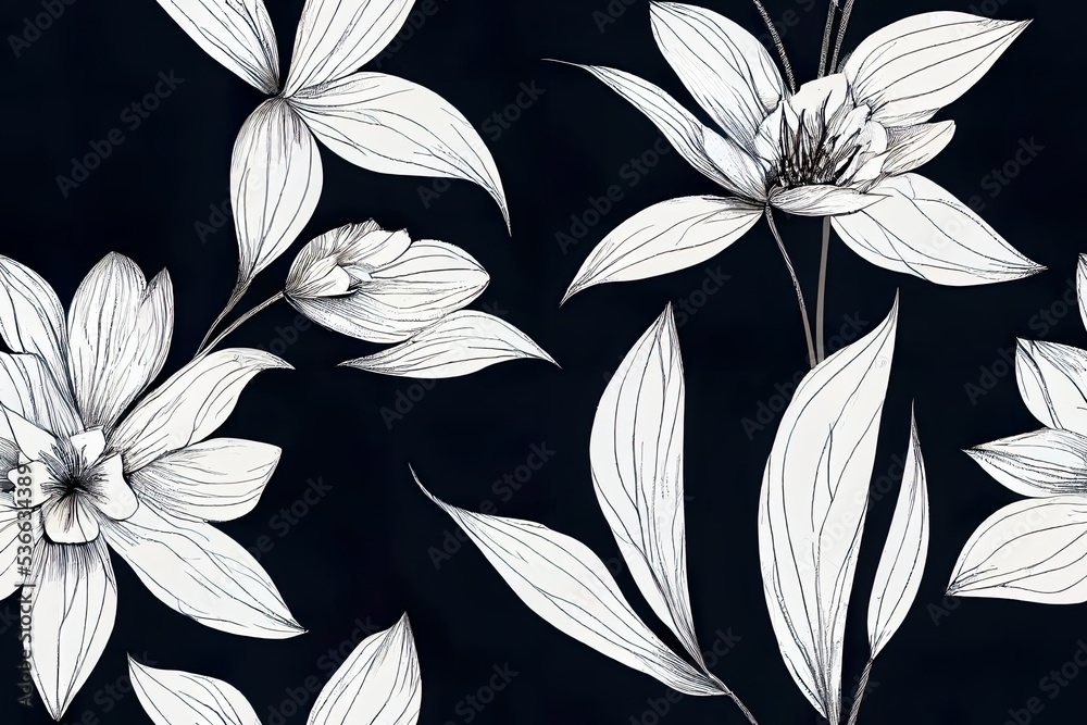 Sweet mood if Hand sketch silhouette flower shadow overlab with ...