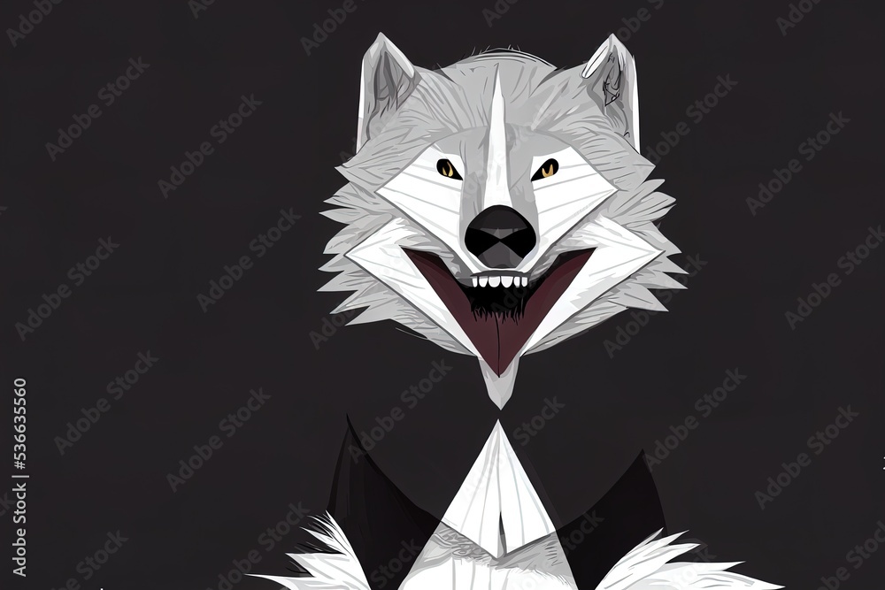 Crazy Wolf, isolated 2d illustration. Casually dressed anthropomorphic ...