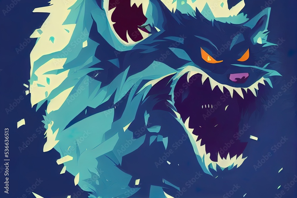 Ilustração do Stock: Scary Werewolf Male Fear Fur Eve Fangs ...