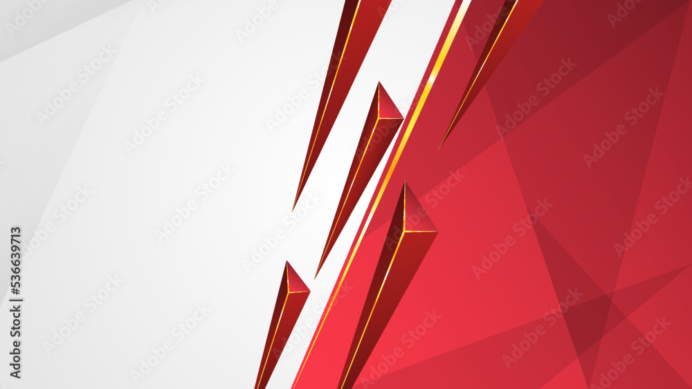 abstract white background design with red geometric element and golden ...