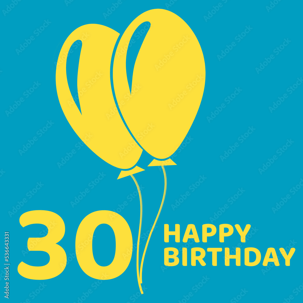 30 years logo. Square logo illustration with 30. Happy birthday text on ...