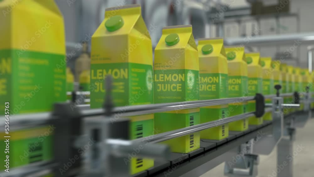 Production Factory Conveyor Machinery Sorting Lemon Juice Cartons ...