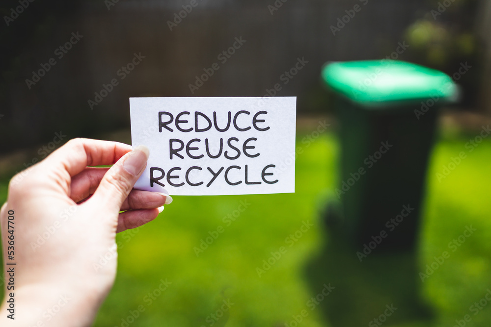 Poster sustainability and circular economy, reduce reuse recycle sign ...