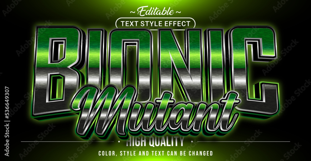 Editable text style effect - Bionic Mutant text style theme. Stock Vector | Adobe Stock