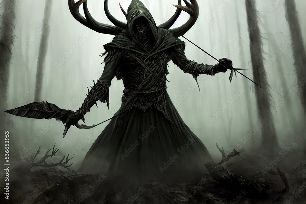 An evil brutal elf hunter in green suit. Concept art, Digital painting ...