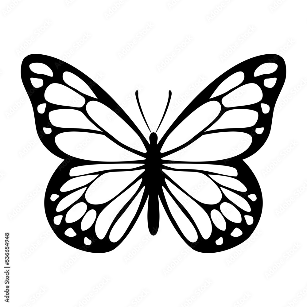Butterfly silhouette. Silhouette of a moth Stock Vector | Adobe Stock