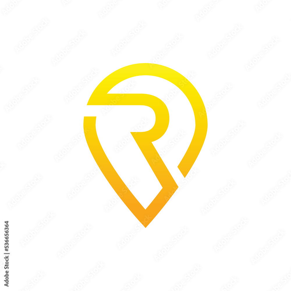 Point logo design with letter R. Letter R with location symbol Stock ...